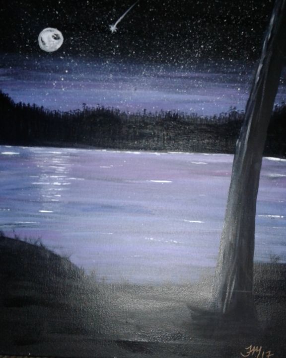 Shooting Star - Fran Mawdsley - Paintings & Prints, Landscapes & Nature, Skyscapes, Night Sky ...