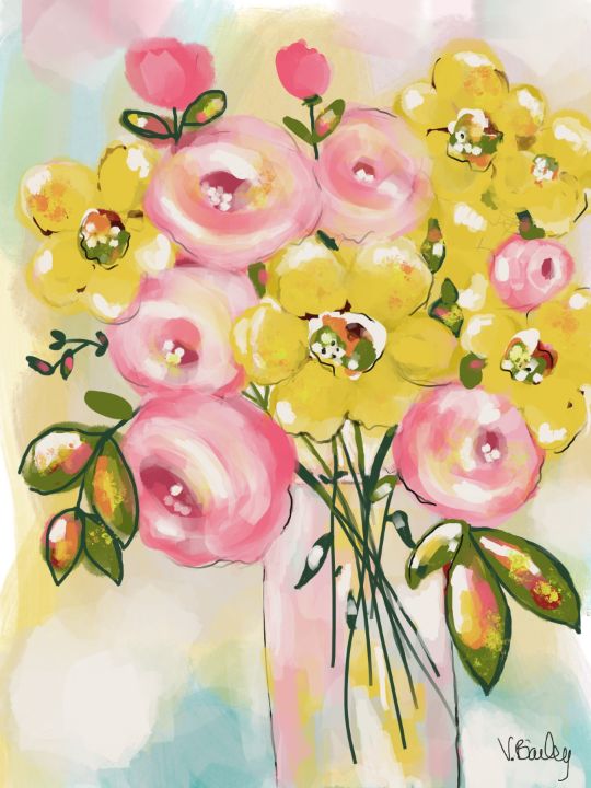 Rosey Disposition - Virginia Bailey’s Art - Digital Art, Flowers ...