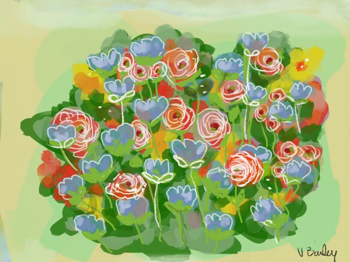 Happy Flower Patch - Virginia Bailey’s Art - Digital Art, Abstract ...