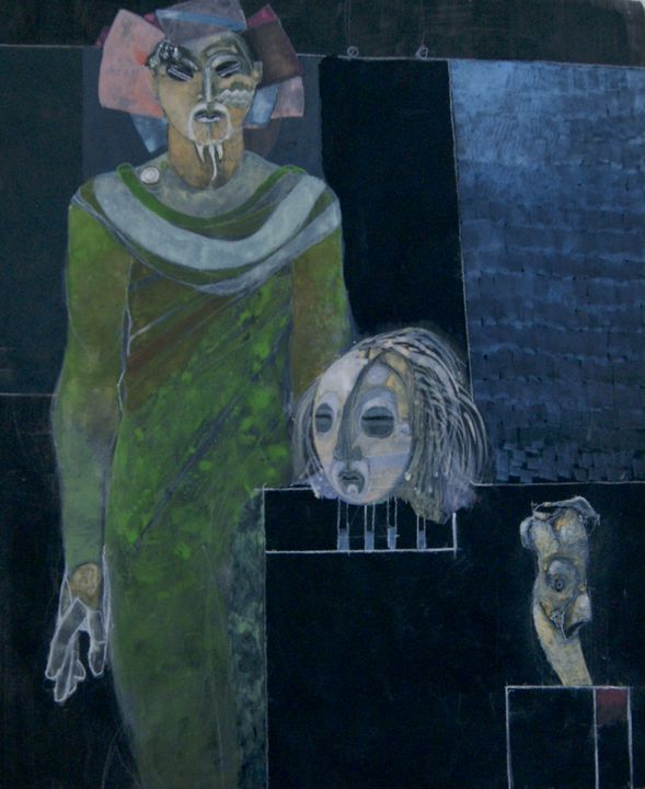 Anansi, Mask, and Roman Figure - Leon Waller - Paintings & Prints ...