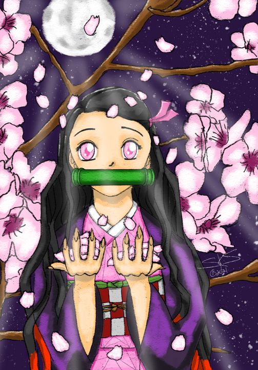 Nezuko and Cherry Blossoms - The Otaku Gallery - Digital Art & AI ...