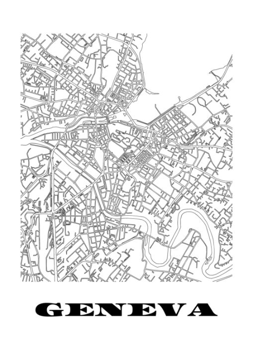 Map of Geneva Switzerland Minimalist - SKANDIMAP - Drawings ...