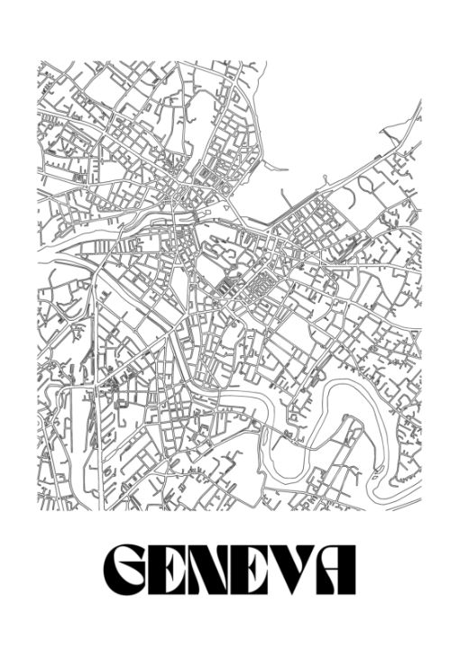 Retro Map of Geneva Switzerland - SKANDIMAP - Drawings & Illustration ...