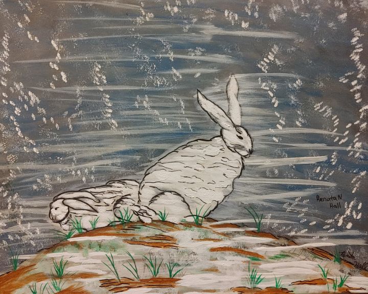 Rabbits winter - Storm of Art - Paintings & Prints, Animals, Birds ...