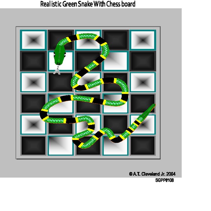 Realistic Green Snake And Chess - AC'S Unique Snake Art - Digital Art ...