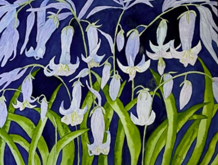 Bluebell Flowers Blue Green - Watercolor Paintings Studio - Paintings & Prints, Flowers, Plants ...