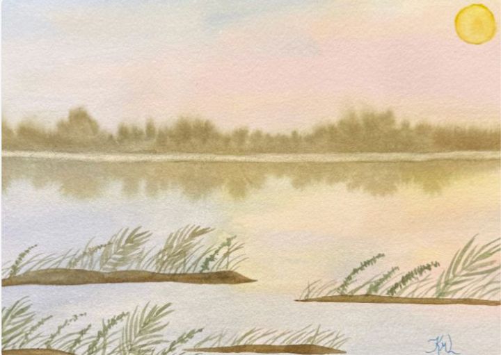 Sunset Marsh Seascape - Watercolor Paintings Studio - Paintings ...