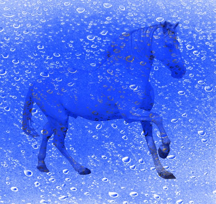 Cheval bleu au galop - Adhésion - Digital Art & AI, Animals, Birds ...