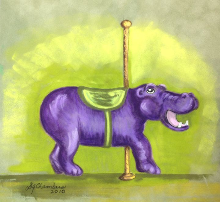Carousel Hippo - D Chambers Art - Paintings & Prints, Animals, Birds ...