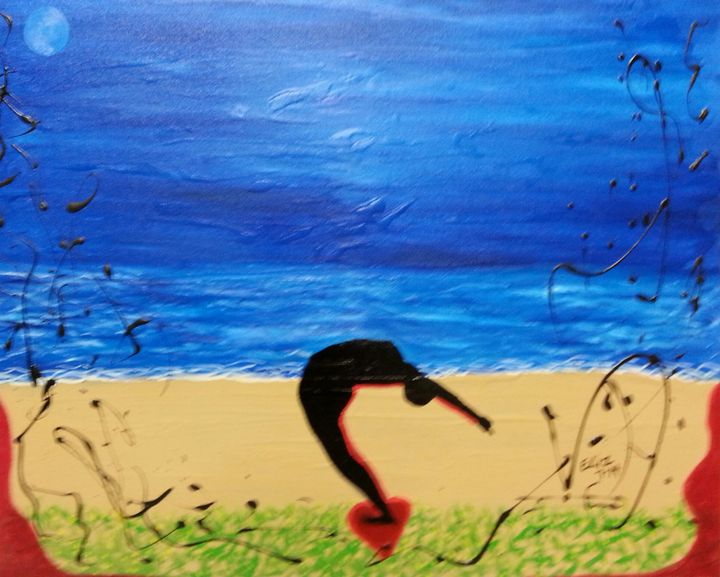 Blue Moon Back Bend - Javier Veliz Jr - Paintings & Prints, Abstract ...