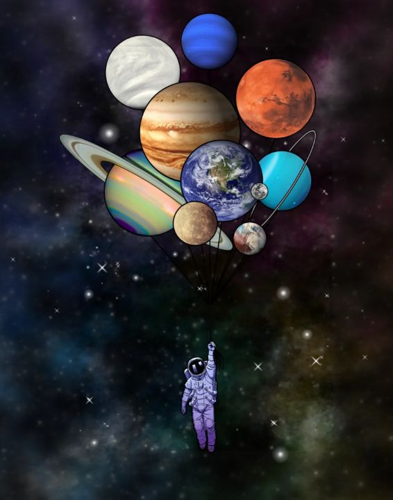 Planet Balloons - paperandpixels - Digital Art & AI, Astronomy & Space ...