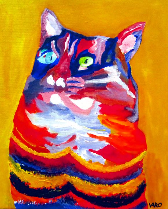 Abstract Cat Wonder - Carlo Varo Art - Paintings & Prints, Abstract ...