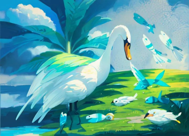 Swan try to catch fish - Art n Deal - Digital Art & AI, Animals, Birds ...