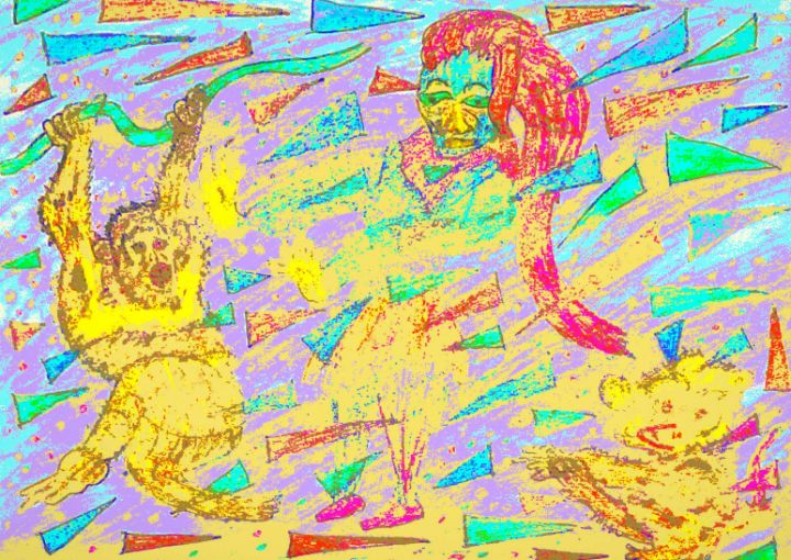 Two monkey and Girlfriend - Art n Deal - Paintings & Prints, Animals ...