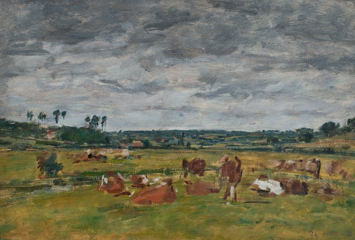 Eugène Boudin~Landscape with Cows - Old master - Paintings & Prints ...
