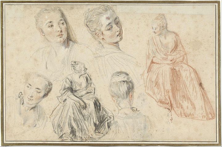 Jean-Antoine Watteau~Four Studies of - Old master - Paintings & Prints ...