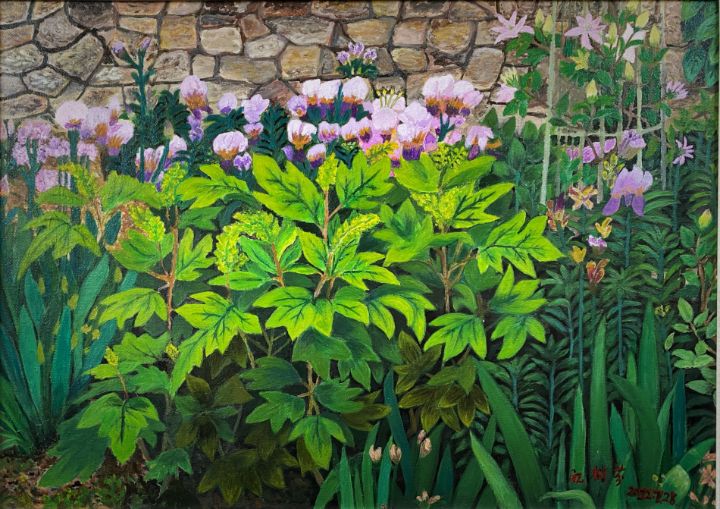 Peonies by the Wall - Empty Gallery - Paintings & Prints, Landscapes ...