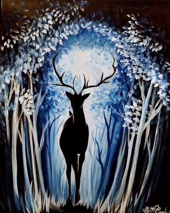 Buck Backlit by a Blue Hue - Brittany Camacho - Paintings & Prints ...