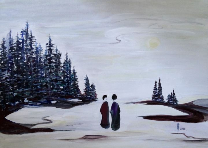 Winter Conversation - Hedwig Hayoz-Häfeli - Paintings & Prints ...