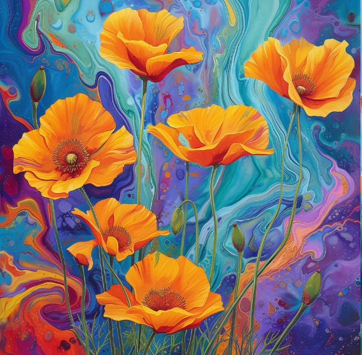 Psychedelic flowers - NARSHALIA`S - Drawings & Illustration, Flowers ...