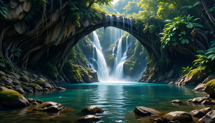 Art Waterfall through a stone arch - My memories Art - Digital Art & AI ...
