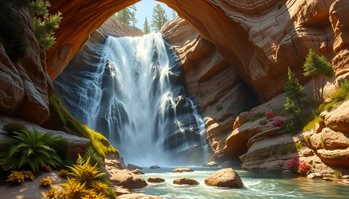 Art Waterfall through a stone arch - My memories Art - Digital Art & AI ...