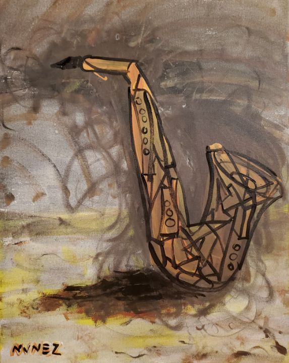 Saxophone #1 - NVNEZ - Paintings & Prints, Abstract, Irregular Forms ...