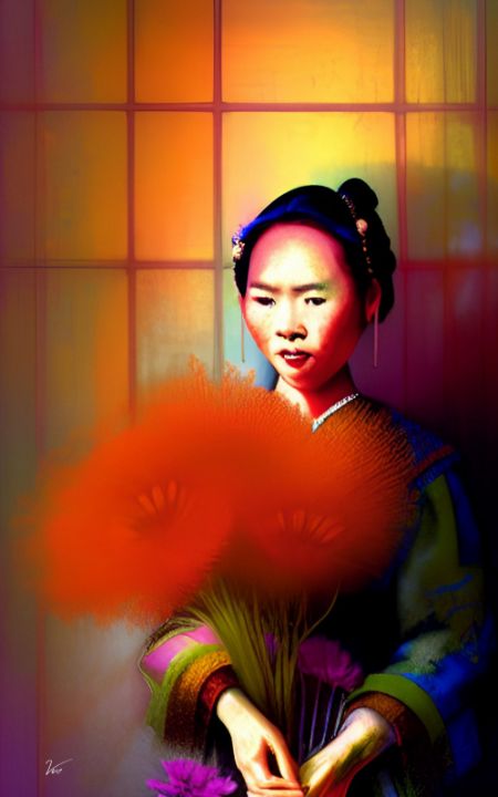 Beautiful Hmong Portrait Art Print - Art by M. Vue Fine Art Gallery ...