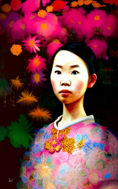 Beautiful Hmong Portrait Art Print - Art by M. Vue Fine Art Gallery ...