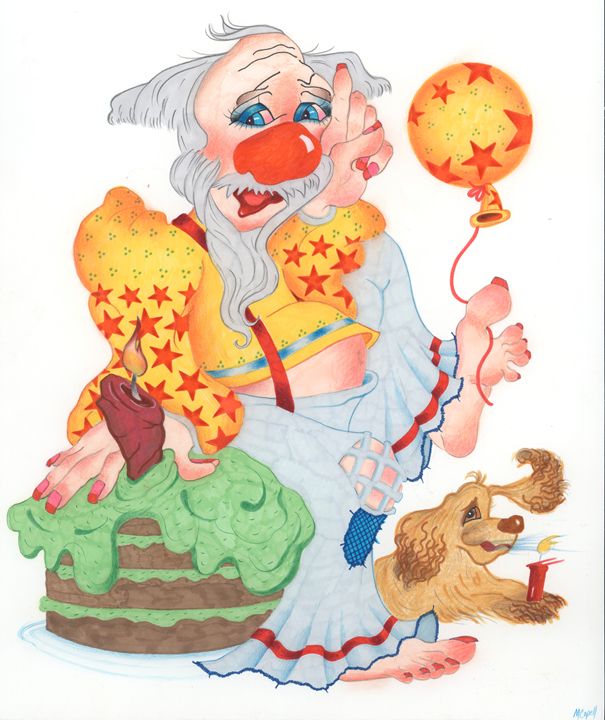 Birthday Clown One Year Old - marcia's art - Drawings & Illustration ...