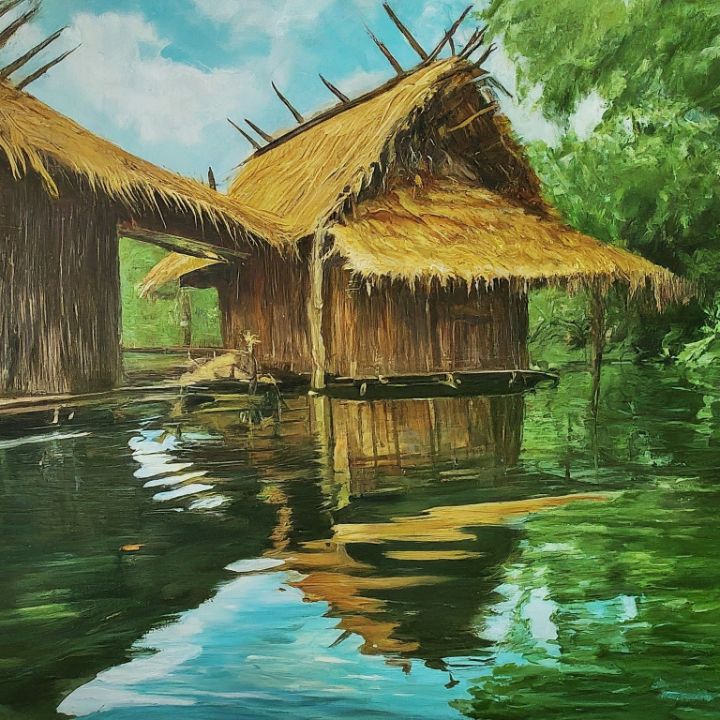 Serene Bamboo Retreat - Rivershore - Digital Art & AI, Landscapes ...