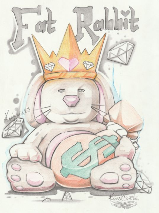 Fat Rabbit - Kennektion Inc. - Drawings & Illustration, Animals, Birds ...