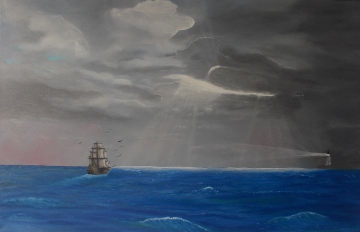 Ship on ocean - Gregory Shinn - Paintings & Prints, Vehicles ...