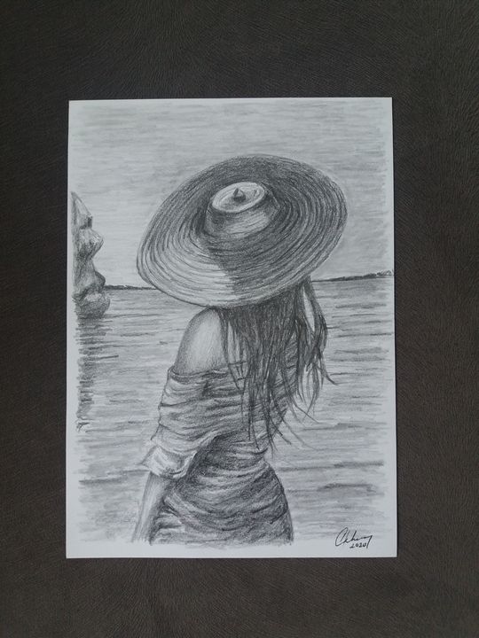 woman watching the sea - O.S. ART - Drawings & Illustration, People ...