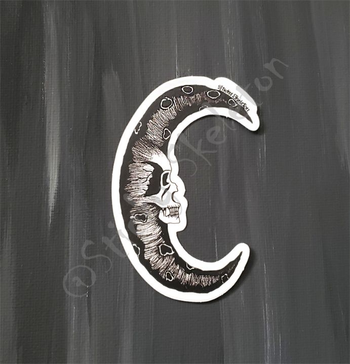 Moon Skull sticker - Sticky Skeleton - Crafts & Other Art, Stickers ...