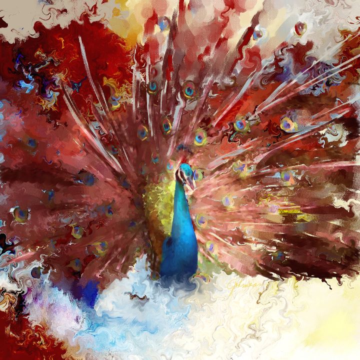 Red Peacock - Peace of Art by Donna L. Johnson - Digital Art & AI ...