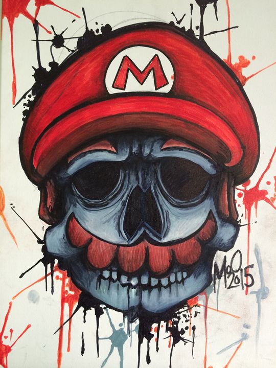 Mario Skull ink splat - MoO - Paintings & Prints, Entertainment, Other ...