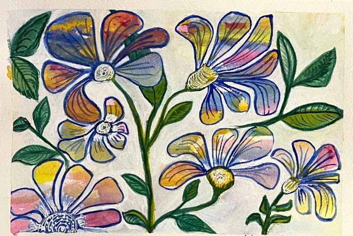 Rainbow Flowers- SOLD - Carolyn Berkowitz Art - Paintings & Prints ...