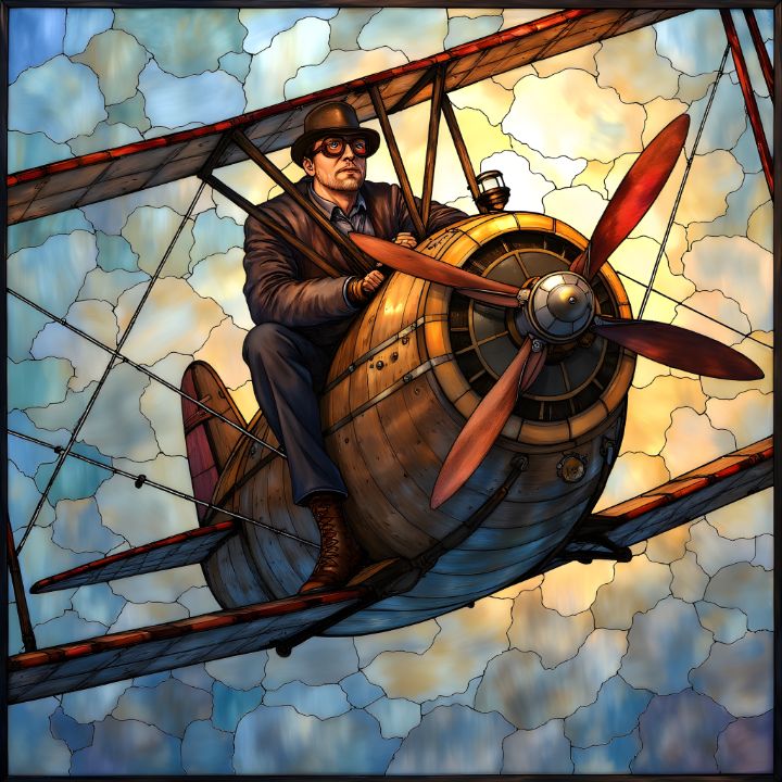 Steampunk Pilot in Biplane - GeDesPi - Digital Art & AI, Fantasy ...