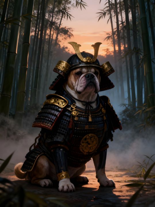Bulldog Samurai Warrior - GeDesPi - Digital Art & AI, Animals, Birds ...
