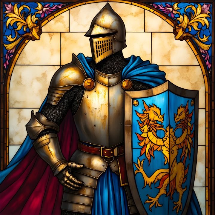Noble Knight Stained Glass - GeDesPi - Digital Art & AI, Fantasy ...