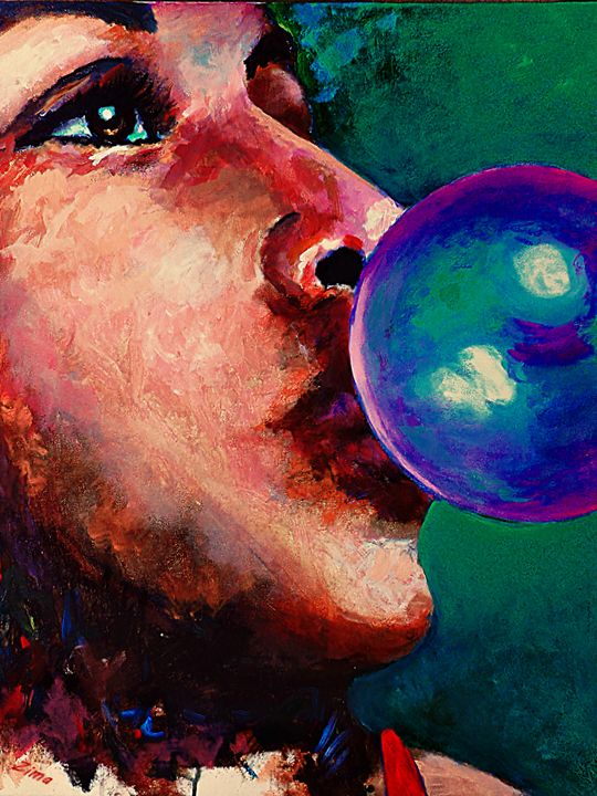The Girl With The Bubble - Zima - Paintings & Prints, Humor & Satire ...