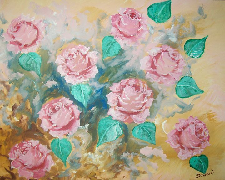 Pink Roses 3 - Raymond Doward - Paintings & Prints, Flowers, Plants ...