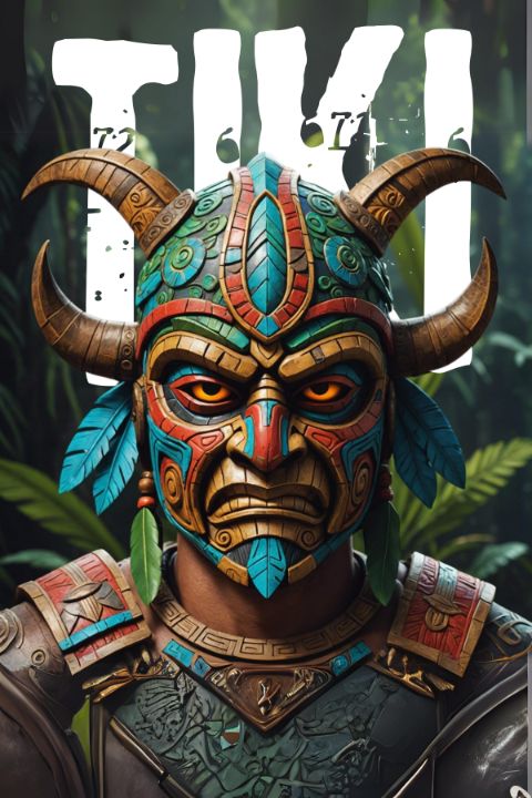 Tiki Warrior Mask - Chart Art - Digital Art & AI, Ethnic, Cultural ...