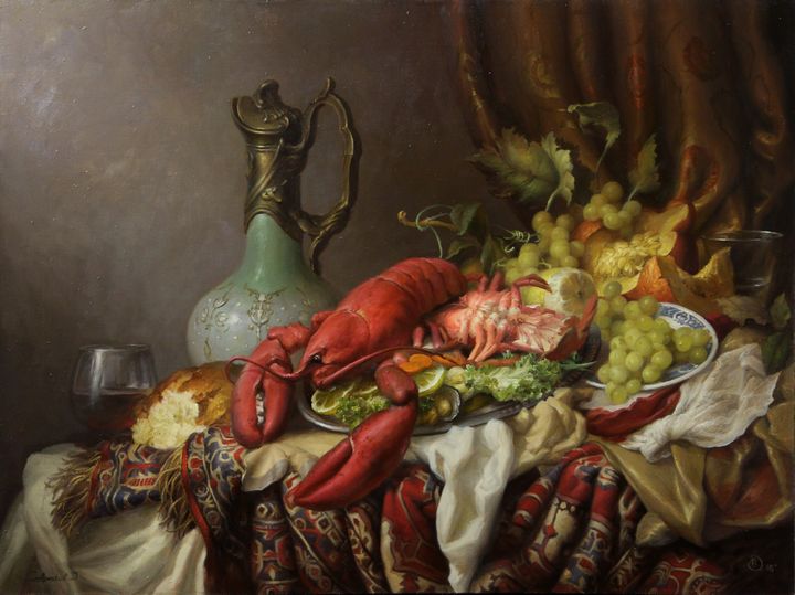 Still life with lobster - Dmitry Sevryukov - Paintings & Prints, Still ...