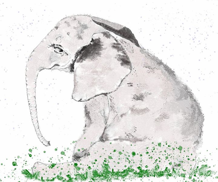 Sad Elephant - Akem Art - Drawings & Illustration, Animals, Birds ...
