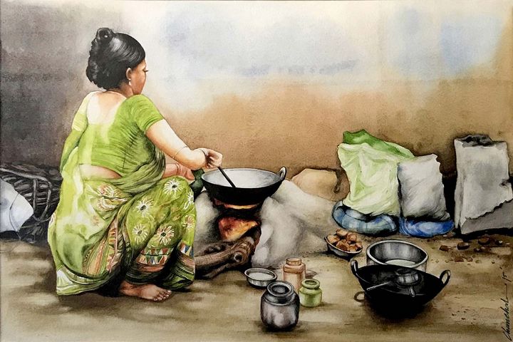 Women Cooking, Watercolour on Paper - ONLINE ART GALLERY - Paintings ...