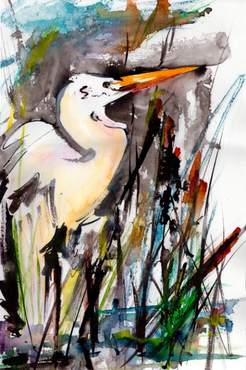 Abstraction of a Great Egret - Ginette Art - Paintings & Prints ...