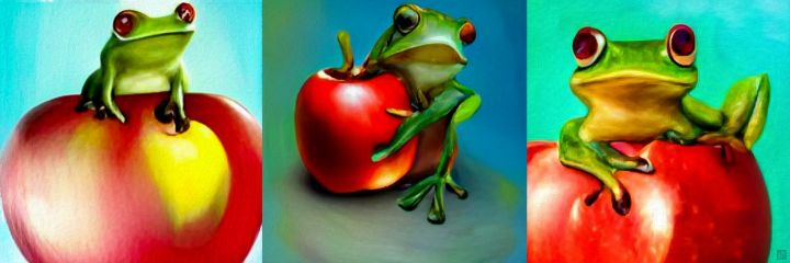 Frog on an apple triptych - Paintings - Paintings & Prints, Animals ...
