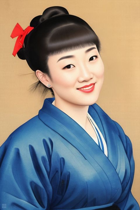 Red Bow Portrait - Paintings - Paintings & Prints, People & Figures ...